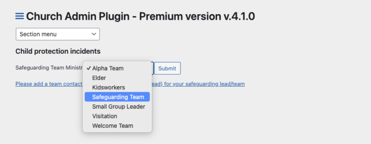 Child Protection Incident Logging – Church Admin Plugin